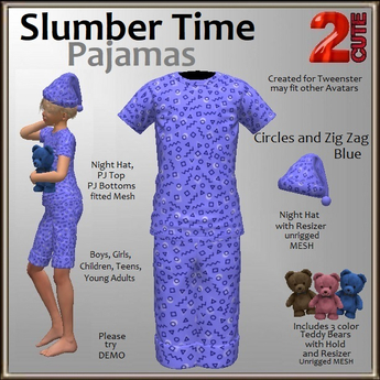 Second Life Marketplace - Slumber Time Pajamas [2cute] Circles and Zig ...